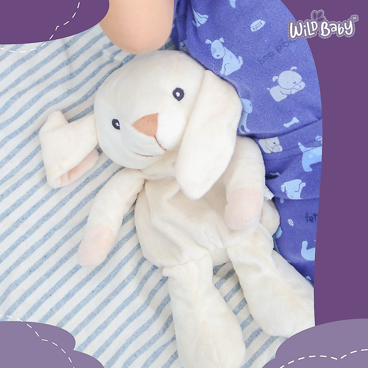 WILD BABY Rabbit Bunny Stuffed Animals, Warmie for Kids, 10 Inch, Microwavable, Heatable Clay Beads, Squishmallow Plush Pal with Dried Lavender Aromatherapy, Soft & Cuddly