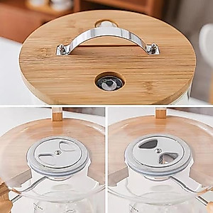 LOVEJO Rice Dispenser Airtight Glass Container with Bamboo Lid, Large Food Storage with Lids for Rice Grains Beans, Sugar Flour Container 20 lbs, Kitchen Countertop Cereal Cup Organizer 5L