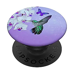 Cell Phone Pop Up Holder Hummingbird Flower Butterfly Purple PopSockets PopGrip: Swappable Grip for Phones & Tablets