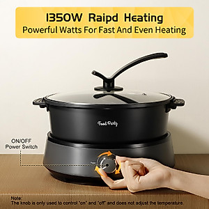 Food Party Hot Pot Electric Upgraded Separable Shabu Shabu Pot with Divider Hotpot Pot Electric Cooker Dual Sided 110V 1350W Non-Stick 5L Fondue Pot for 2-6 People