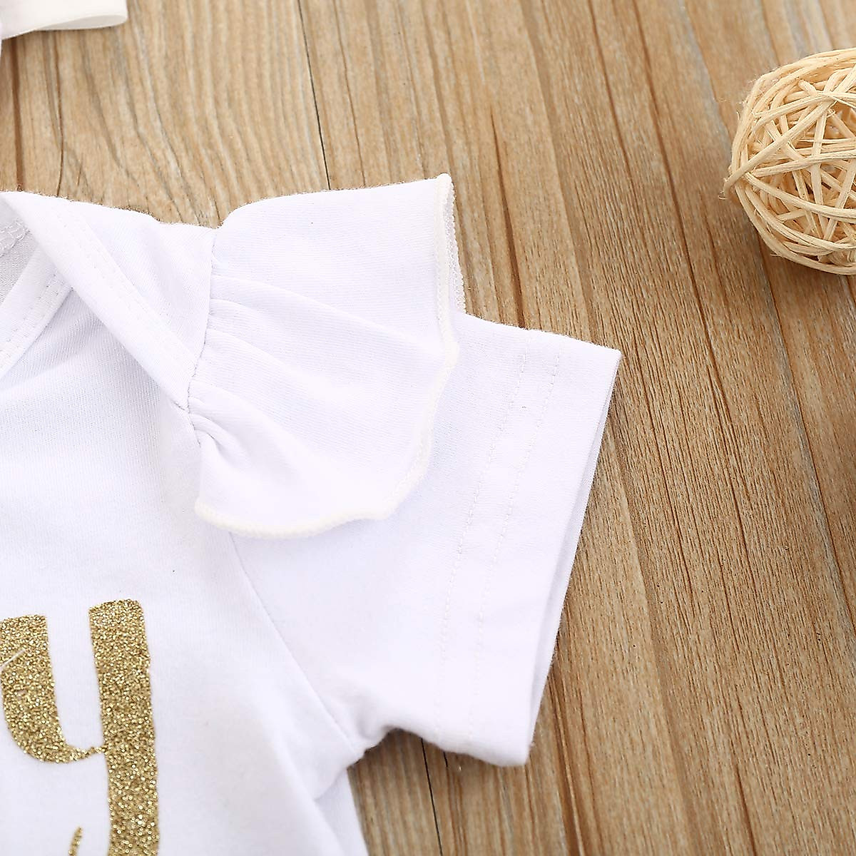 bebiullo Baby Infant Girl Sassy Aunt Ruffle Short Sleeves Romper Floral Short Pants Headband Outfit Clothes (White, 0-6M)