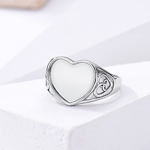 SLIACETE Custom Photo Ring 925 Sterling Silver Personalized Heart Picture Ring Jewelry Gift for Her Women Wife