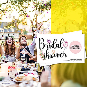 50 Bridal Shower Scratch Off Game Cards, Bride Shower Party Activity Games, Wedding Shower Ideas, Mini Size 2X3.5 inches, Bachelorette Party Scratch off Cards Tickets