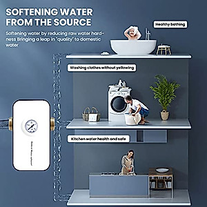 Whole House Water Filtration System, Central Water Softener, Reusable Pure Physical Type Salt-Free Softener That Inhibits Limescale, 10 Years of Use Without Change, Joint U.S. and Chinese Tech