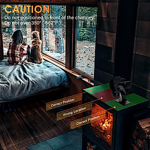 Wood Stove Fan, 5 Blade Fireplace Fan, Heat Powered Stove Top Fans, Non Electric Fireplace Fan, Eco Friendly, Ultra Quiet, Efficiently Circulates Warm Air, Perfect for Log Burner / Wood Burner Stove