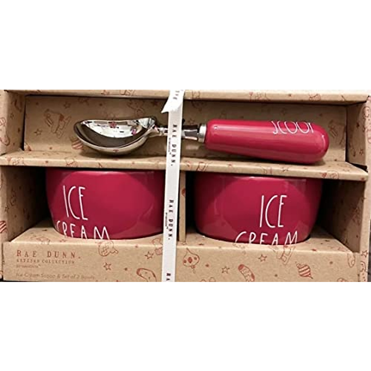 Rae Dunn Red Ice Cream Bowl Set with Scoop