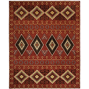SAFAVIEH Heritage Collection Area Rug - 9' x 12', Red & Multi, Handmade Traditional Oriental Wool, Ideal for High Traffic Areas in Living Room, Bedroom (HG404A)