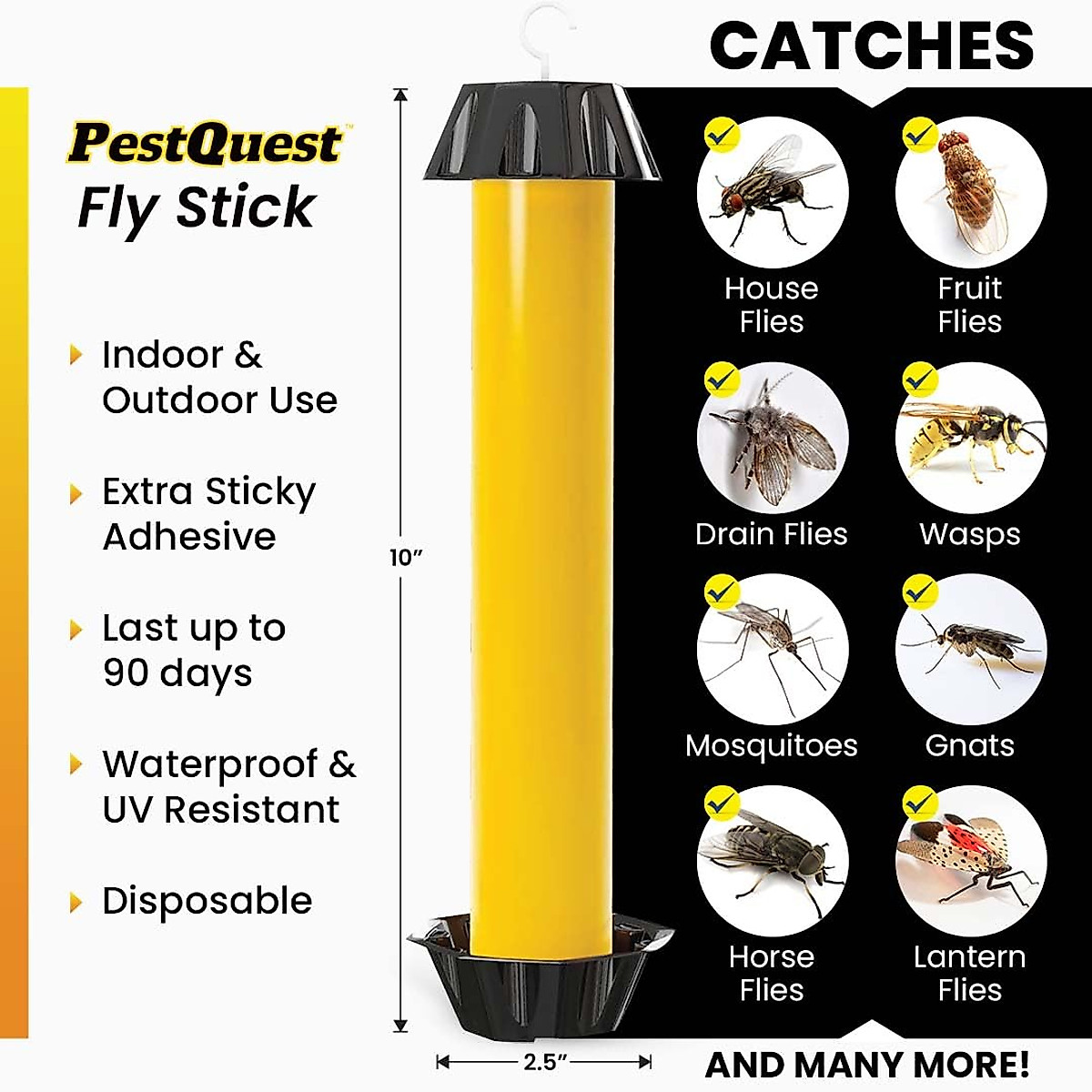 Sticky Fly Stick (6 Pack), Fly Stick for Mosquitoes, Sticky Trap for Flies Gnats Wasp Flying Insects, Bug Catcher, Indoor or Outdoor Use, Ready to Use Home