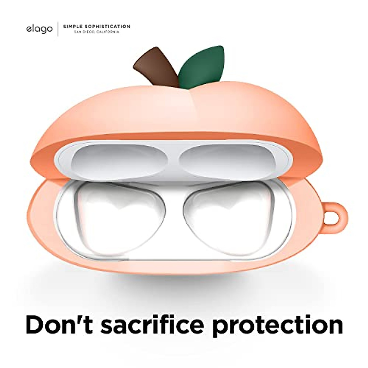 elago Peach Case Compatible with AirPods 3 Case Cover, Cute 3D Design Case Compatible with AirPods 3rd Generation Case 2021, Protective Silicone Case with Keychain, Wireless Charging, Girly Anime Case