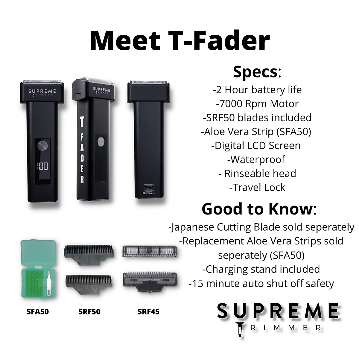 SUPREME TRIMMER Foil Shaver & Mens Trimmer | 2-in-1 Beard Trimmer Electric Razor for Men Travel Hair Trimmer Set | T Shaper ST5210 & T Fader STF501
