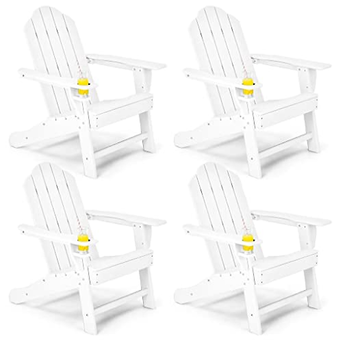 WYFDP 4 Piece Patio Dining Chairs Stackable Removable Cushioned Garden Patio