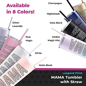 The Crafty Engineer (Matte Blush Leopard Print MAMA Tumbler - 20 oz Leopard Mama Tumbler - Laser Engraved Mama Print Leopard Design, Perfect Mom Gift, Travel Ready Insulated Tumbler with Straw