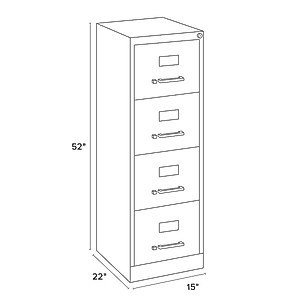 Scranton & Co 4 Drawer 22" Deep Letter File Cabinet in Black, Fully Assembled