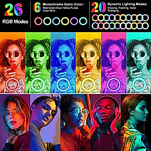 10.2" Selfie Ring Light with Stand and Phone Holder, Desk Tripod, 29 RGB Lighting Modes, Remote for iPhone &Android Camera. LED Halo Light for Photo, Video Recording, TikTok. Circle Ringlight Dimmable
