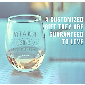Personalized Etched 17oz Stemless Wine Glass - Customized Gifts for Women, Unique Custom Name Happy 40th Birthday Gifts for Mom Sister Adult Daughter, Turning Years Old for Her, Bday Party, Bernard