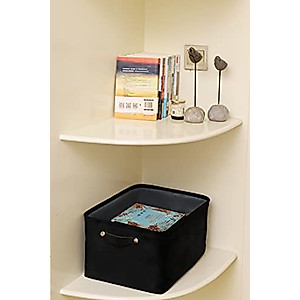 FENQDOOU Velvet Storage Bins, Storage Baskets with Sturdy Handles, Collapsible 6 Pack Storage Box Suitable for Home, Closet, Office, Nursery ,Shelf, Toys 12.2x8.2x6.2 inches(Black)