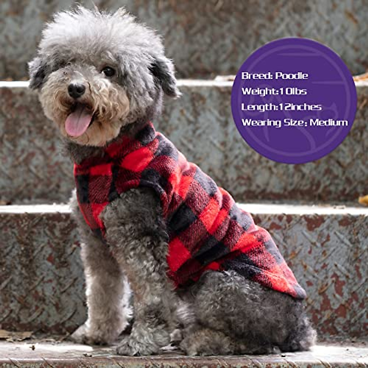 cyeollo 2 Pack Dog Sweater Jacket Flannel Dog Vest Buffalo Plaid Sweatshirt Cold Weather Coats Warm Dog Clothes Dog Sweaters for Small Dogs Apparel