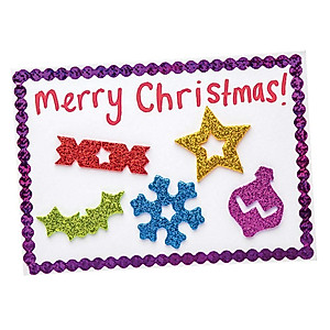 Baker Ross AR764 Christmas Glitter Foam Stickers - Pack of 120, for Kids' Christmas Crafts and Art Projects, Cards, Party Bags, and Ornaments