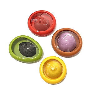 SiiMMM Transparent Film Fruit and Vegetable Preservation Box Set - Keep Produce Fresh - Avocado Cover, Onion Storage Box, Leak-Proof - Ideal for Kitchen and Home (Brown)