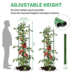 5ft 6-Pack Tomato Cage Support Green Garden Plant Sticks/Stakes for Climbing Plants, Vegetables, Fruit, Flowers