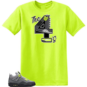 Jordan Retro 4 Neon Match Tees (The 4's (Green), S)
