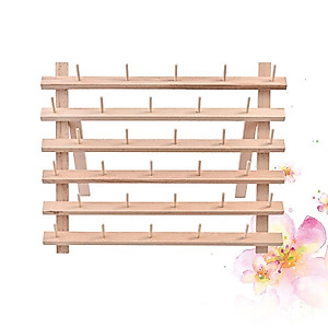 SUPVOX 30 Spool Cone Wall Mount Foldable Wood Thread Stand Rack Embroidery Machine Holds Organizer Sewing Storage Holder