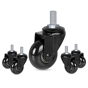 Hirate 5 Pack Office Chair Casters with 3/8"-16UNC Threaded Stem(English Unit), 2" Durable Swivel Stem Gaming Chairs Casters Replacement Smooth Rolling Safe for Hardwood Tile Floors
