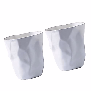 joyMerit 2-Pack Abstract Irregular Wastebasket Trash, Large Waste Basket Garbage Can for Bathroom, Bedroom, Kitchen, Home Office Accessories - White