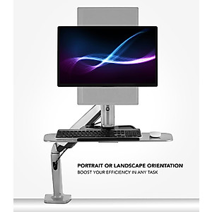 Mount-It! Sit Stand Workstation for Single Monitor and Keyboard - Height Adjustable Standing Desk Mount with Monitor Mount and Keyboard Tray