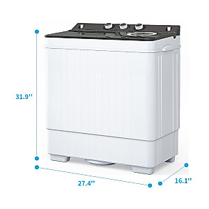 LEADZM 26LBS Portable Washing Machine, Washer(18Lbs) and Spinner(8Lbs), Mini Compact Twin Tub Washer and Dryer Combo with Pump Draining, Great for Dorms Apartments RV Camping (White & Grey)