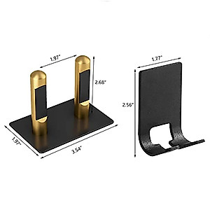 LUYU Nail-Free Glue Adhesive Hair Dryer Holder Wall Mounted - Adhesive Bathroom Hair Blow Dryer Rack Organizer Compatible with Dyson Supersonic Hair Dryers ( Black &Gold)