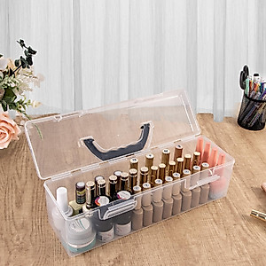 Ganydet Clear Storage Box with handle, 13.77'' × 3.93'' × 4.7'' Small Tool Box Multipurpose Plastic Portable Container Plastic Storage Container Box with Handle Card Storage Box,Clear