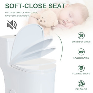 Simple Project Compact Elongated One Piece Toilet - Space-saving Solution For Small Bathrooms - Small Dual Flush Toilet, 16.5" Comfort Height Bowl, 12" Rough-in - White