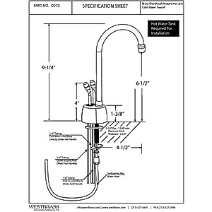 Westbrass DT1F272-62 9" Develosah 2-Handle Instant Hot and Cold Water Dispenser Faucet with HotMaster DigiHot Digital Tank System, Matte Black
