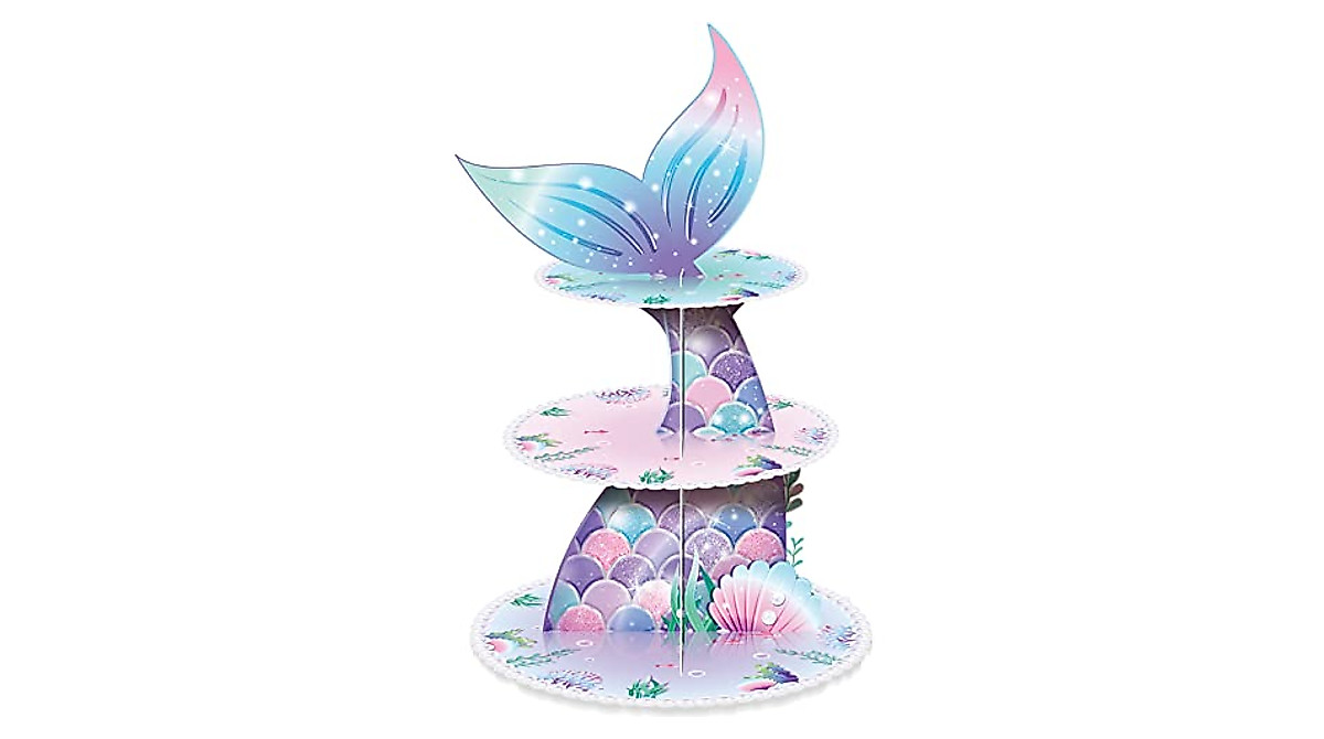 3 Tier Mermaid Cupcake Stand - Perfect for Parties