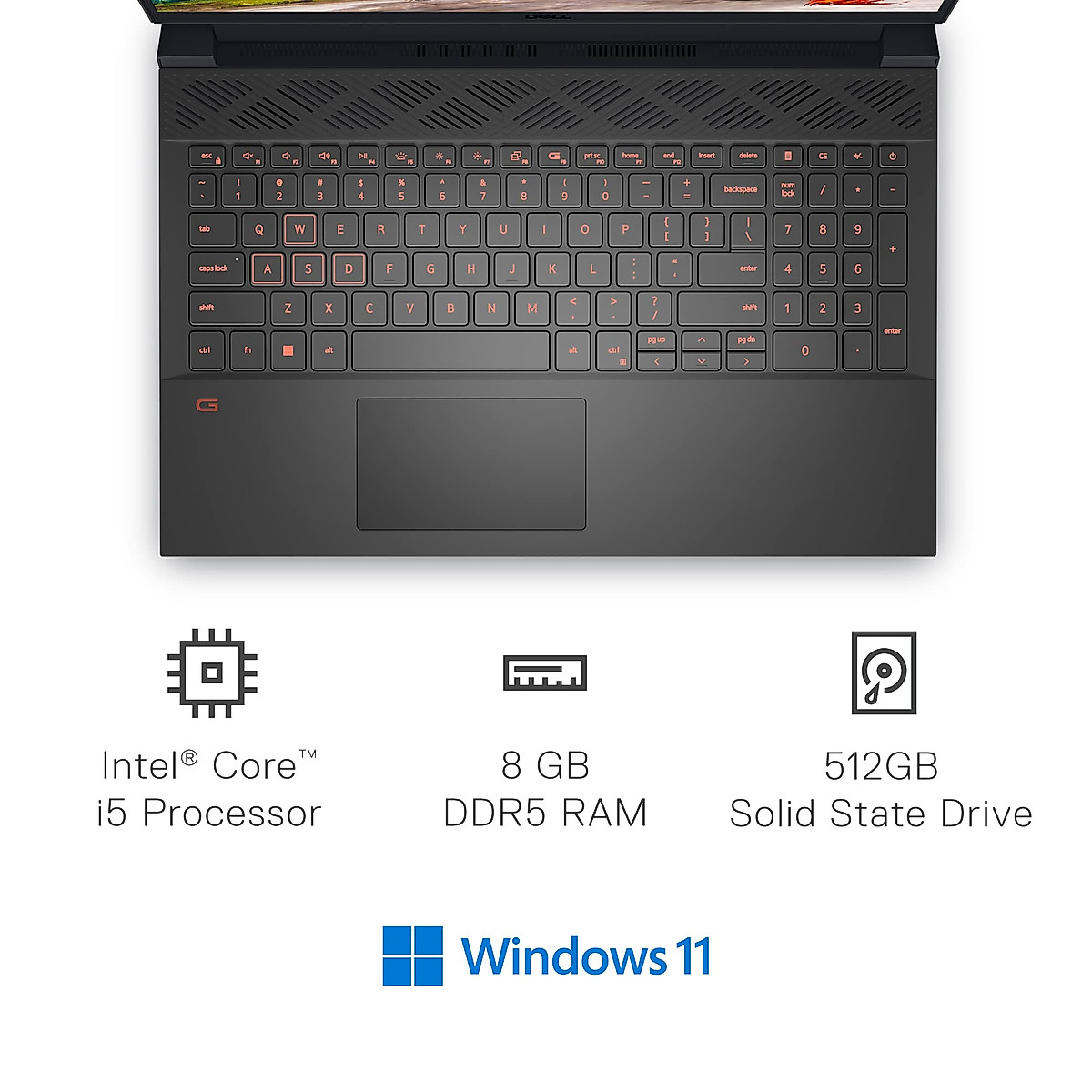 Dell G15 5520 Gaming Laptop - 15.6-inch FHD 120Hz Display, Core i5-12500H, 8GB DDR5 RAM, 512GB SSD, NVIDIA RTX 3050 4GB GDDR6, Intel Wi-Fi 6, Windows 11 Home - Dark Shadow Grey