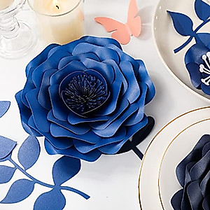 Fonder Mols Giant 3D Paper Flowers Decorations for Wall (Navy Blue & Pink, Set of 16), Baby Boy Shower, Nautical Wedding & Bridal Shower, Shark Birthday Party Photobooth Backdrop(NO DIY)