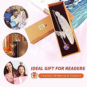 Metal Feather Bookmark, Vintage Book Marks with 3D Butterfly and Glass Beads Dry Flower Pendant, Mother's Day, Christmas for Women, Men Book Lovers Creative Gifts Bookmarks