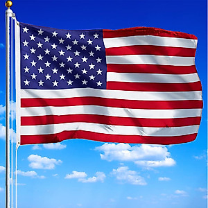 Huouo 50 FT Flagpole Halyard Rope + 2 Pcs 3.5" Flag Swivel Snap Clips - Flag Pole Hardware Accessories Kit Rope with Eye Bolt Hooks