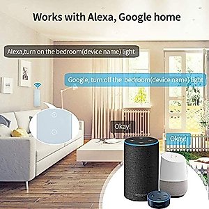 2pack Smart Light Switch WiFi Touch Wall Light Switch Easy to Install, App Remote Control Timer Switch，Voice Control，Set Schedule Timer，Compatible with Amazon Alexa and Google Assistant
