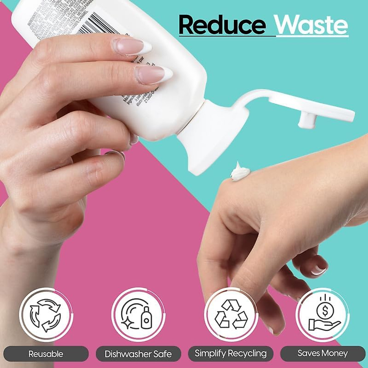 Home and Bathroom Bottle Emptying Cap - Convenient Flip Top Design to Empty Pump Bottles (3 Pack - Small, Medium, and Large (Black)) (White Cap, 3 Pack)