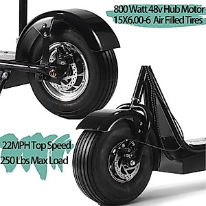 MotoTec Fatboy Electric Scooter 48v 800w -Fat Tire & Big Wheel-Scooter with Seat-Top Speed ​​22MPH-Max Range 15 Miles