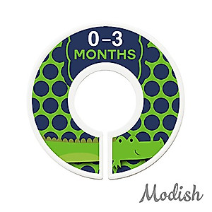Modish Labels Baby Clothes Size Dividers, Baby Closet Organizers, Size Dividers, Baby Closet Organizers, Closet Dividers, Clothes Organizer, Boy, Woodland, Alligator, Navy, Green (Baby)