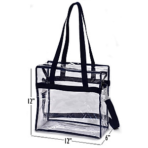 Handy Laundry Clear Tote Bag Stadium Approved - Shoulder Straps and Zippered Top. Perfect Clear Bag for Work, School, Sports Games and Concerts. Meets Stadium Tournament Guidelines. (Blue)