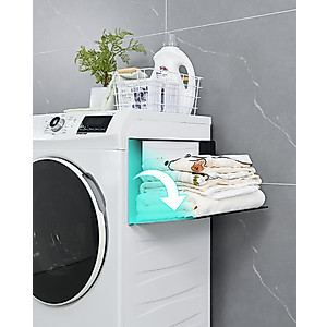 Hcmaesun Magnetic Folding Shelf for Clothes and Towels, Magnet Rack Mount on Washing Machine Fridge, Durable Folding Rack for Laundry Room Bathroom Kitchen, Black