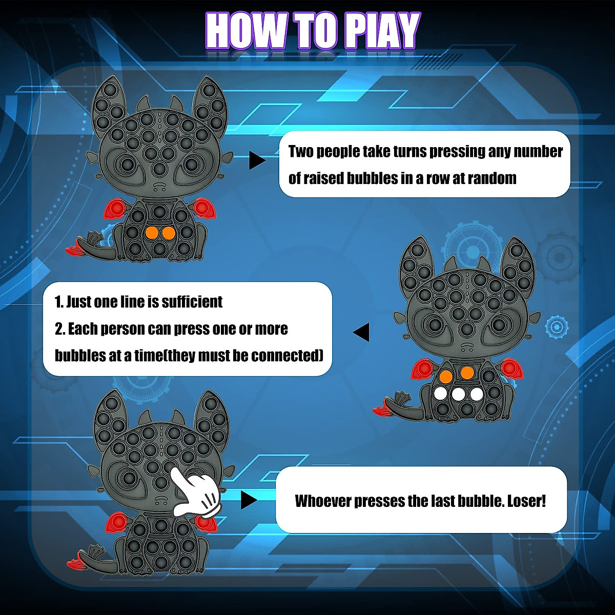 NUFR - Pop Fidget Toy, Tie-Dye New Night Cat Pop Bubble Sensory Fidget Toy for ADHD and Early Educational Toddler Baby,Relieve Stress Pop Bubble Sensory Fidget Toy for Boys and Girls Toy Gifts