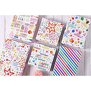 Sikiweiter Birthday Wrapping Paper Sheet - 10 Sheets Folded Flat Gift Wrapping Paper for Boys Girls Men Women - 19.7 x 27.6 Inches Per Sheet