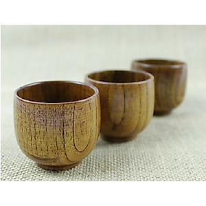 Moyishi Top-Grade Natural Solid Wood Wooden Tea Cup Wine Mug 50ml, Set of 4