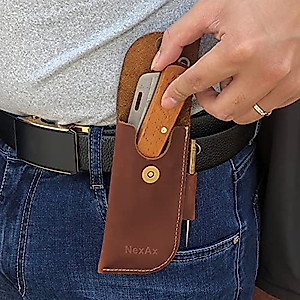 Leather Pocket Knife Sheath, Belt Leather Sheath for Folding Knife (Dark Brown)