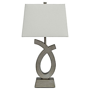 Signature Design by Ashley Amayeta Modern 28" Art Sculptured Design Table Lamp, 2 Count, Silver